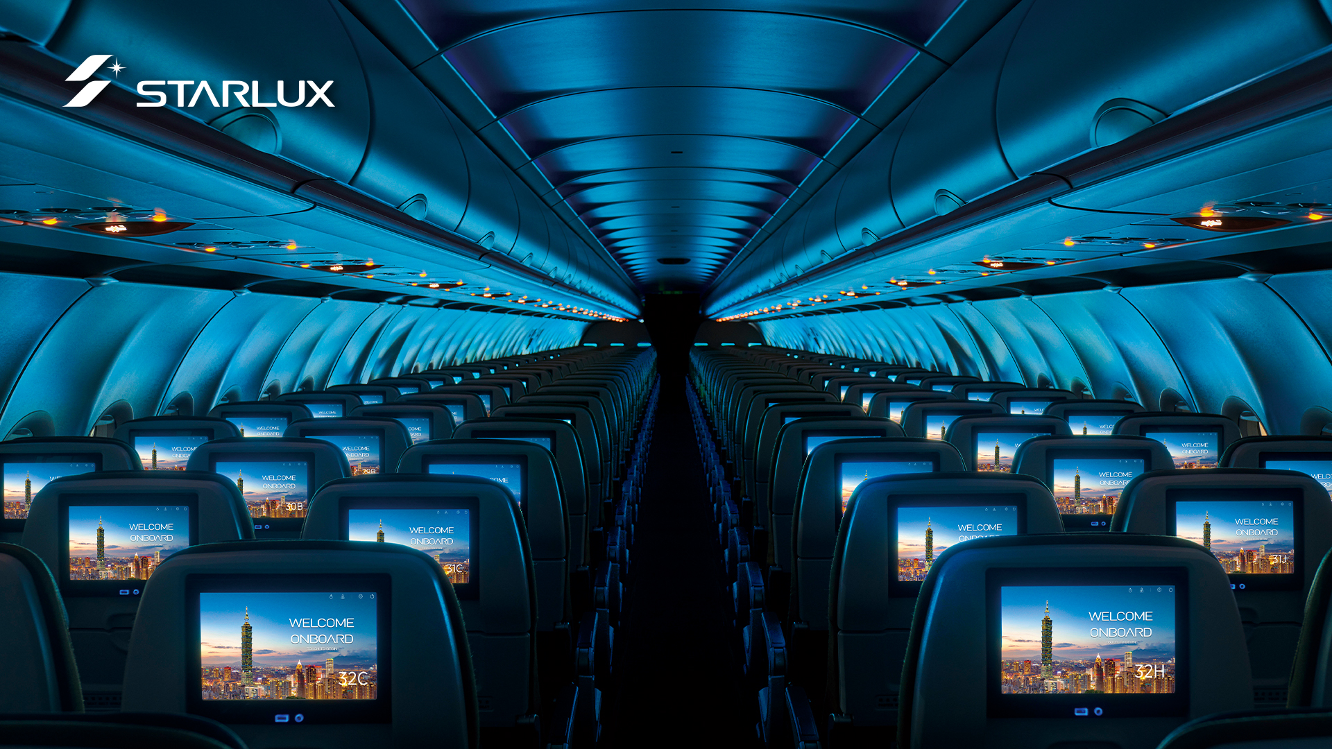 A321neo Economy Class - Mood Lighting Virtual Background
